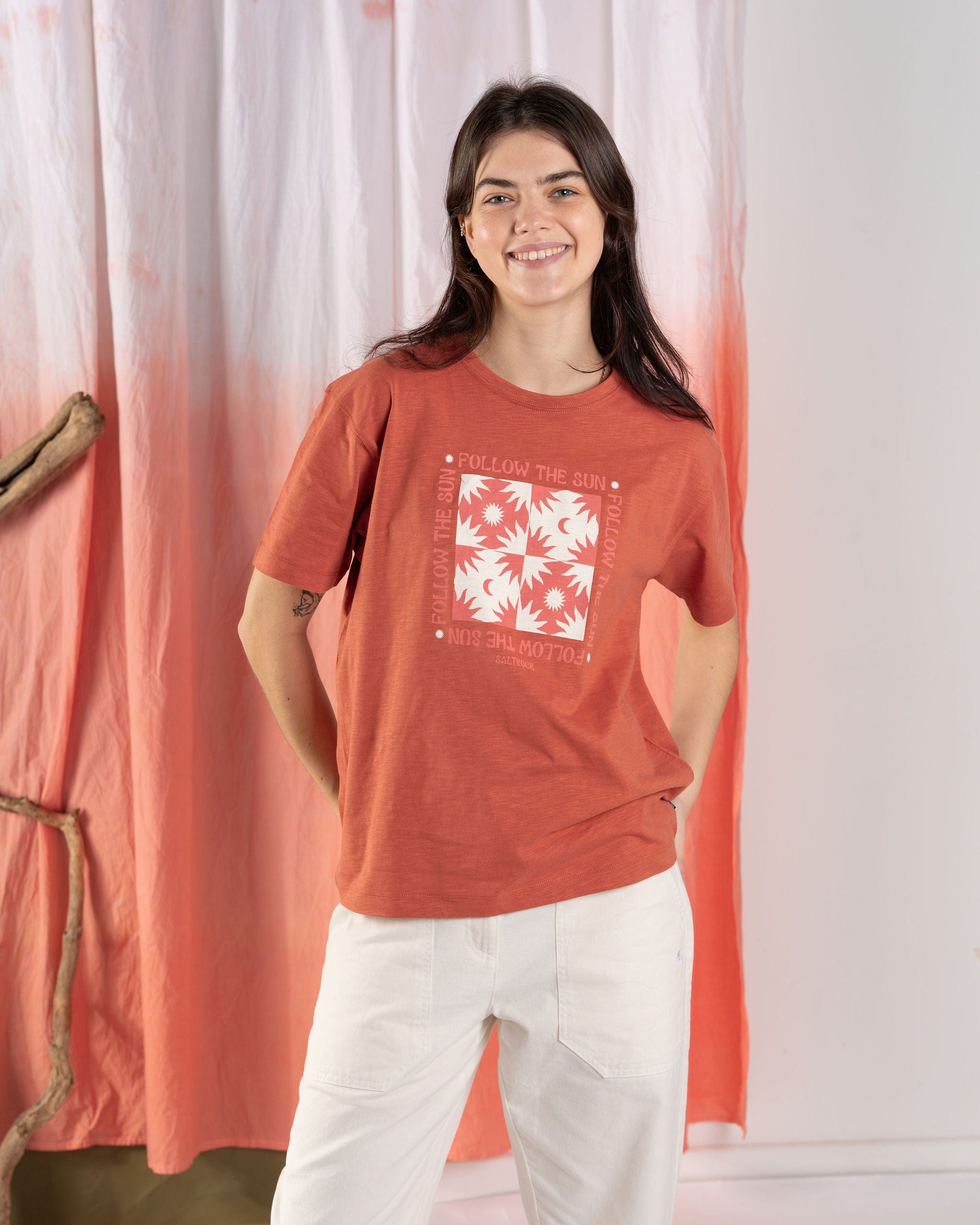 Sun Follower - Womens Oversized Short Sleeve T-Shirt - Orange